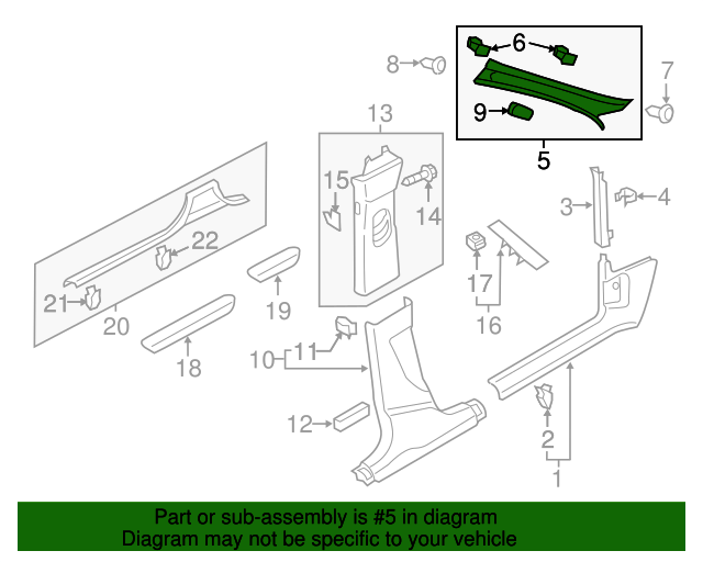 8U0-867-233-F-SP8 - Windshield Post Trim 2015-2018 Audi ...