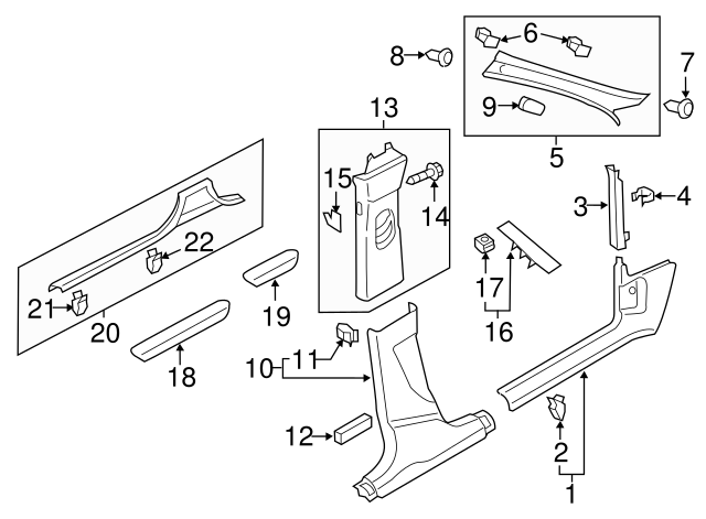 2015-2018 Audi Kick Panel Trim 8U1-867-271-A-4PK | Audi USA Parts