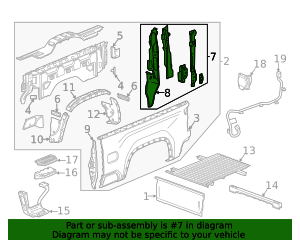 2020-2022 GMC Passenger Side Pickup Box Side Panel Rear Inner Pillar ...