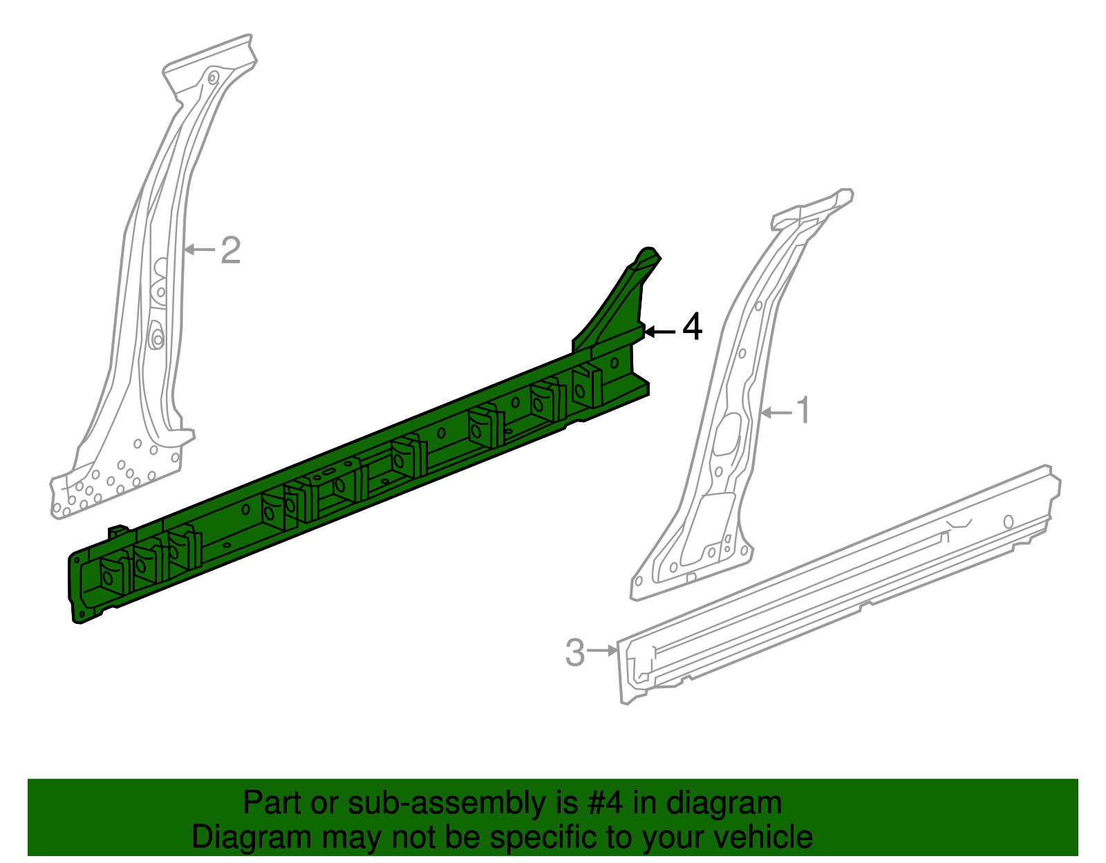 2016-2025 Chevrolet Malibu Driver Side Rocker Outer Panel Reinforcement ...