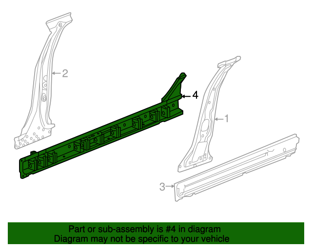 2016-2024 Chevrolet Malibu Driver Side Rocker Outer Panel Reinforcement ...