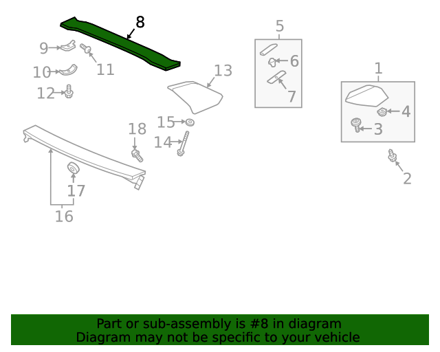 2017-2020 Honda Civic Spoiler Assembly, Tailgate *NH547* (Center ...