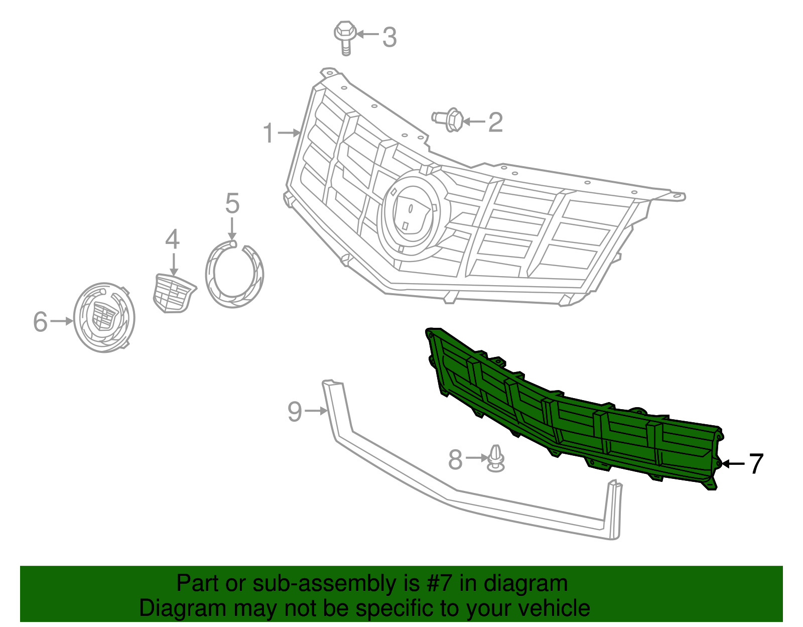 2013-2016 Cadillac SRX Front Lower Grille 22739004 GM | GMPartsDirect.com