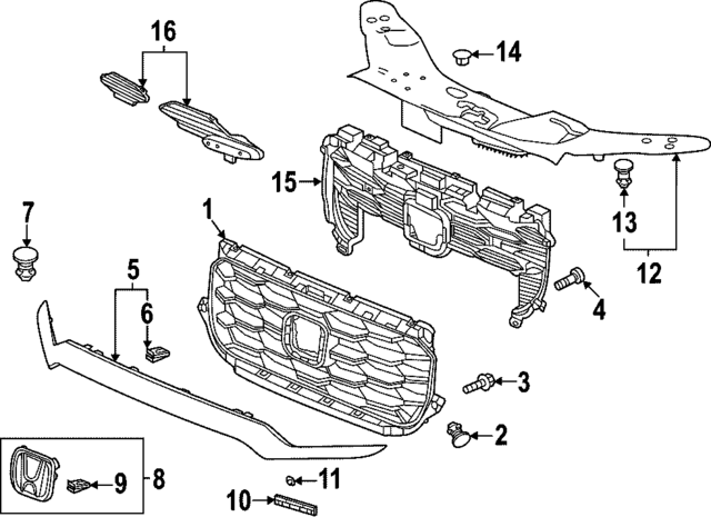 71122-TGS-A50 - Grille Cover 2022-2023 Honda Passport | Honda Parts Online