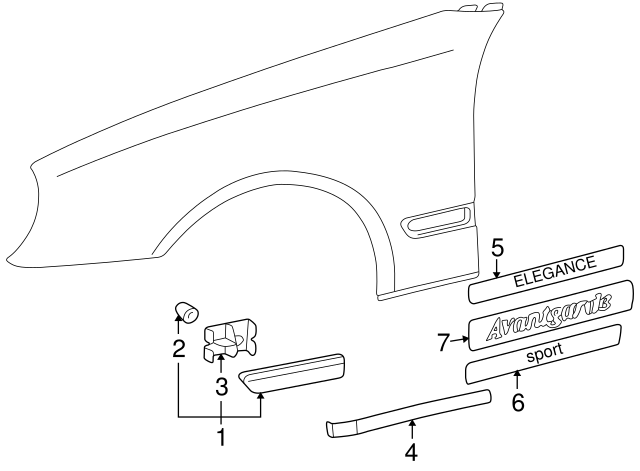 208-690-07-62 - Lower Molding 1998-2003 Mercedes-Benz | MB Parts Source
