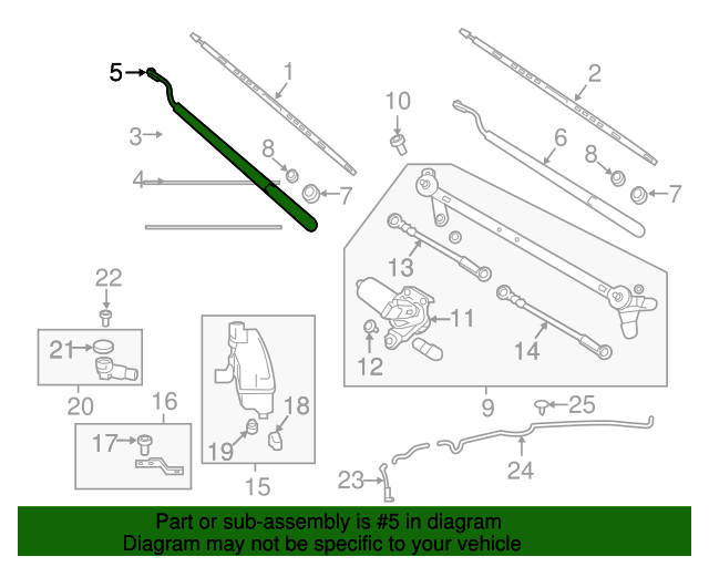 2012-2023 Nissan Wiper Arm 28886-9FV0A | Nissan Parts Plus
