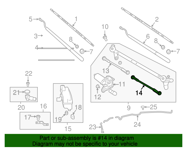 28841-7S000 - Wiper Link 2004-2024 Nissan | Nissan Parts & Accessories ...