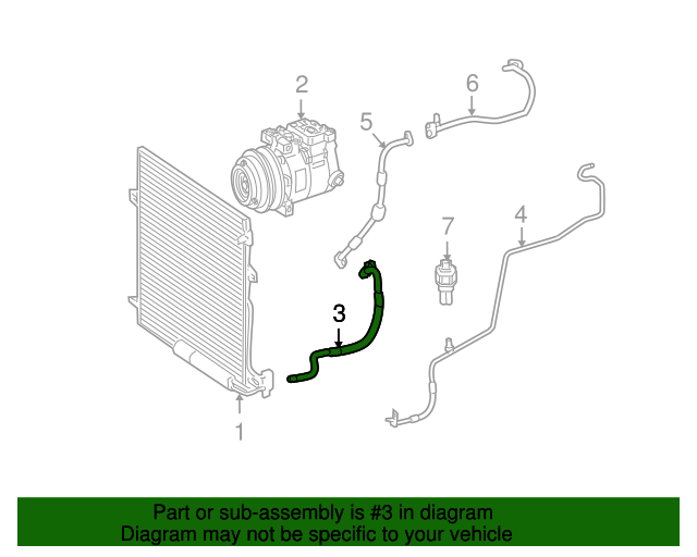 164-830-00-15 - A/C Refrigerant Discharge Hose 2006-2011 Mercedes-Benz ...