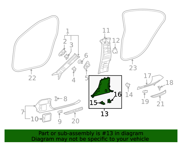 257-690-68-00-9051 - Lower Center Pillar Trim 2019-2021 Mercedes-Benz ...