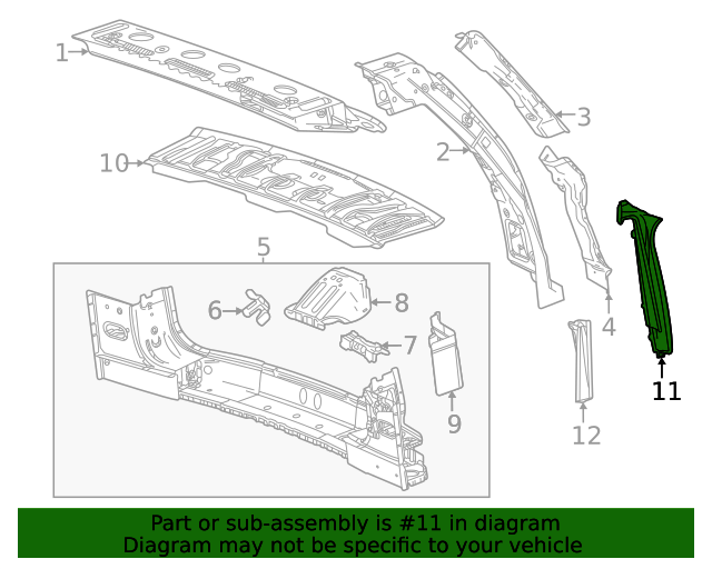 2021-2023 GM Driver Side Back Body Opening Side Gutter 84854258 GM ...