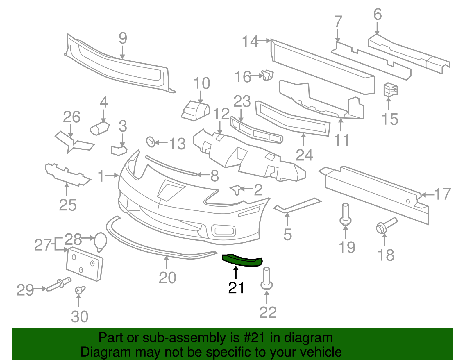 2006-2013 Chevrolet Corvette Front Driver Side Bumper Outer Valance ...