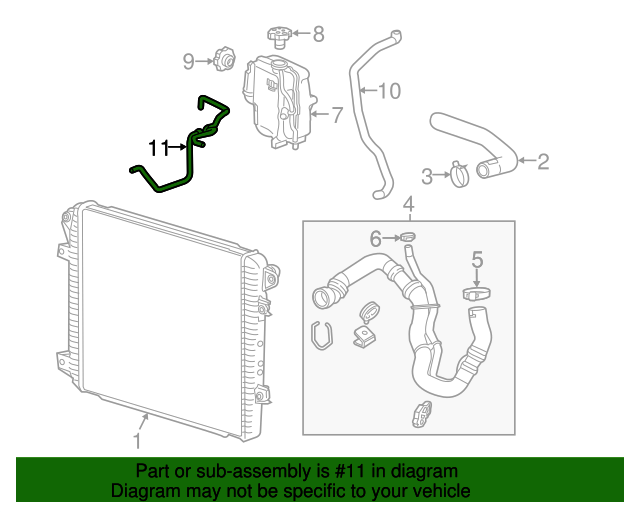 2017-2019 GM Radiator Surge Tank Inlet Hose 84249765 | GM Parts Center