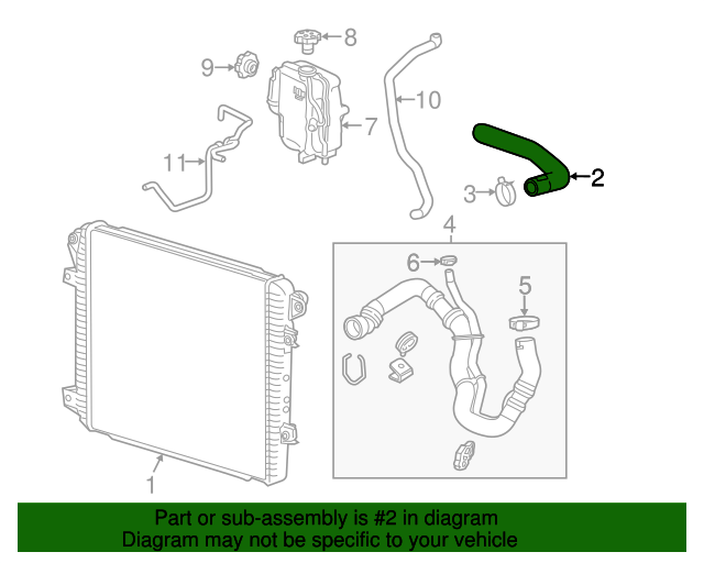 2017-2019 GM Radiator Inlet Hose 84094878 GM | GMPartsDirect.com