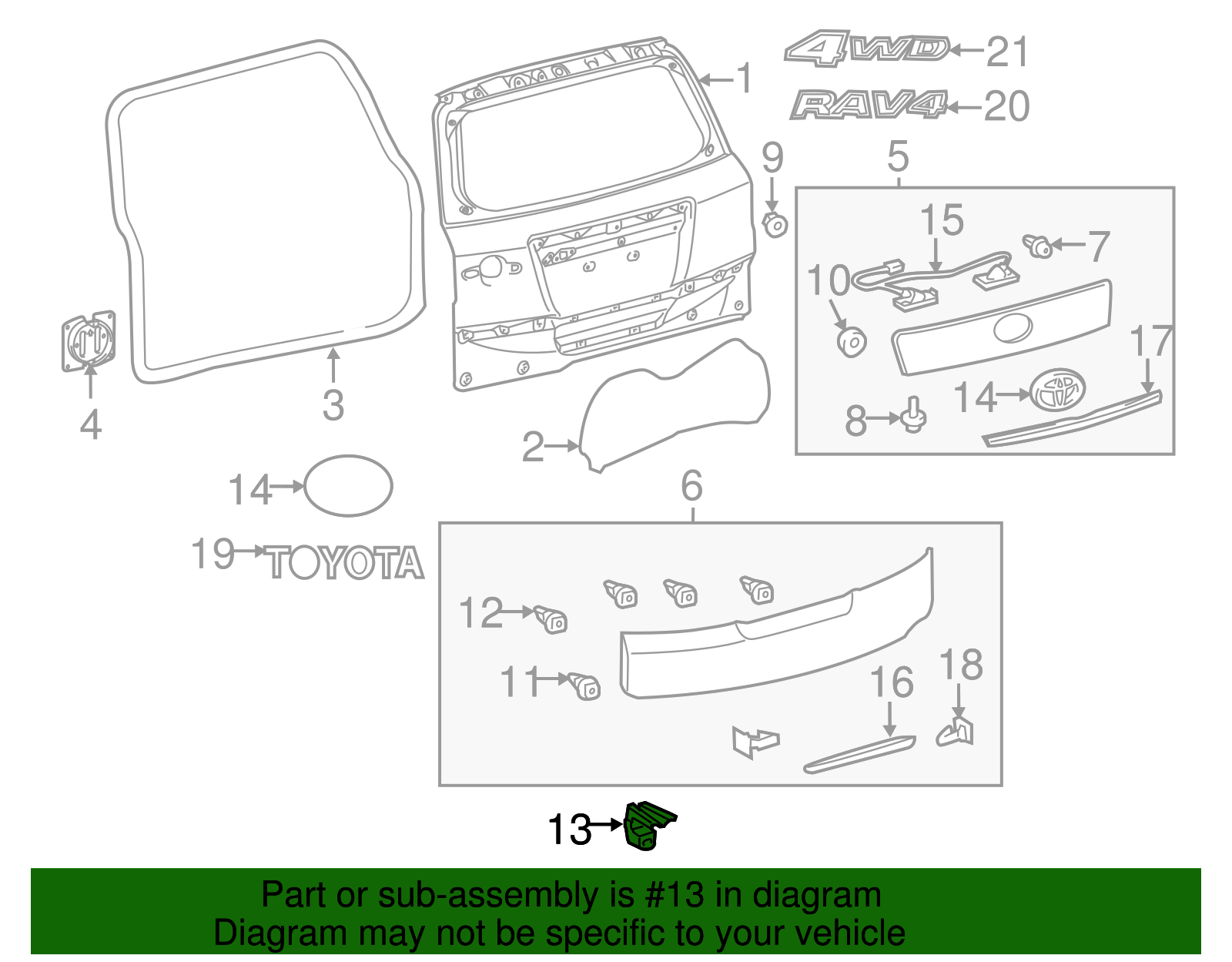 Genuine Toyota Trim Cover Fastener part# 76817-42030 for 2009-2012 ...