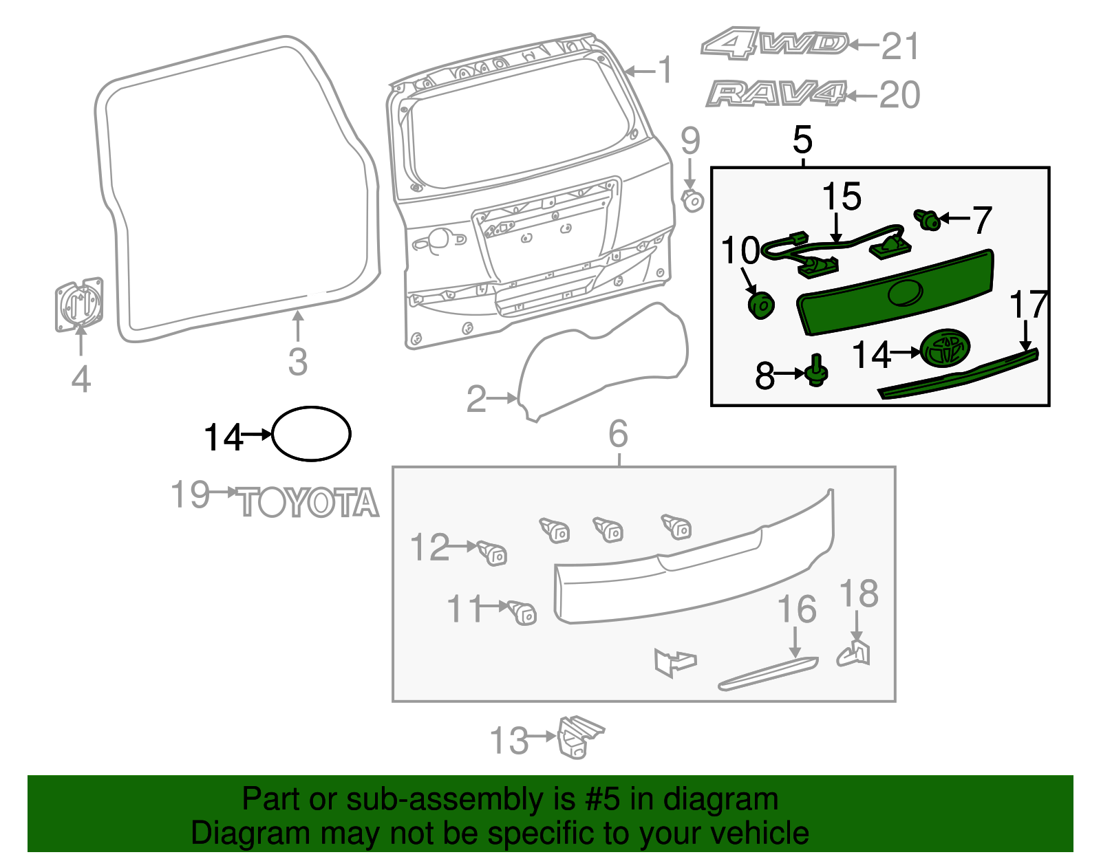 2009-2012 Toyota RAV4 2009-2012 Toyota RAV4 - Trim Cover 76801-42130-C0 ...