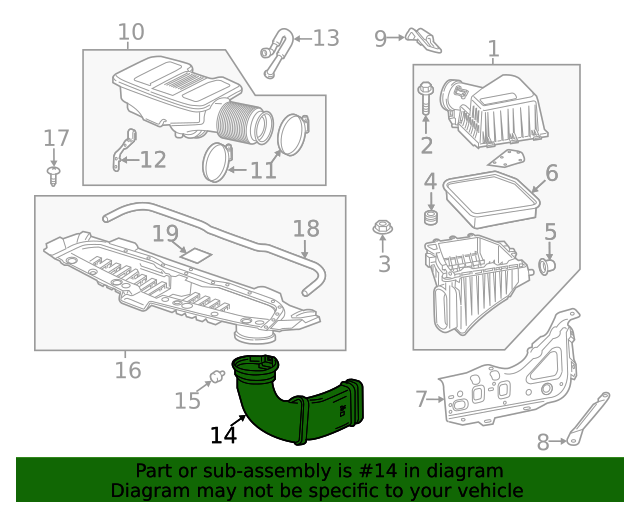 2019-2024 GM Intake Air Duct 84478598 GM | GMPartsDirect.com