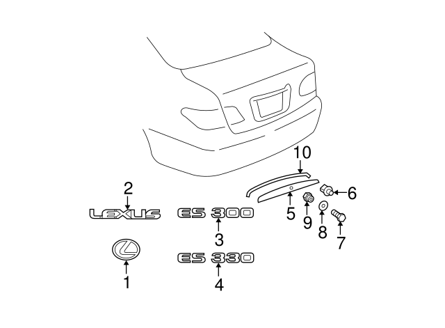 76811-33110-B0 - Deck Lid Molding 2002-2004 Lexus | AutoNation Parts