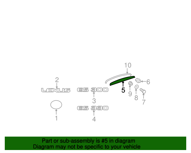 2002-2004 Lexus Deck Lid Molding 76811-33110-B0 | AutoNationParts.com