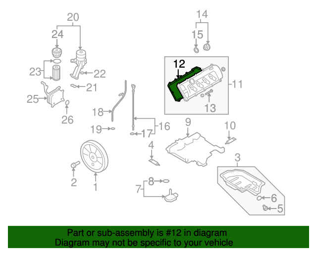 2007-2008 Audi Valve Cover Gasket 079-103-483-R | Genuine Audi Parts