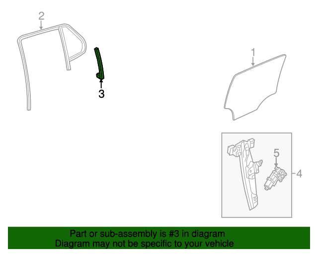 2013-2022 GM Rear Passenger Side Door Window Rear Guide 42615088 GM ...