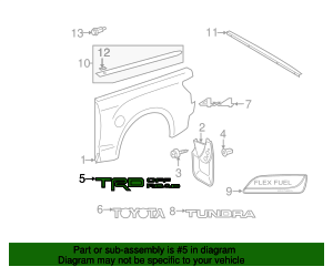 Genuine Toyota Decal part# 75996-0C050-A2 for 2007-2013 Toyota ...