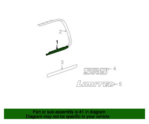75730-0C022 - Door Window Belt Weatherstrip (Right, Rear) 2004-2006 ...