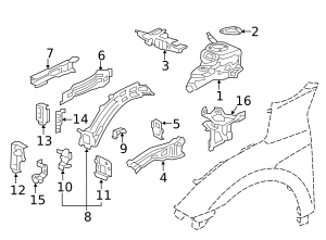 60723-TBA-A00ZZ - Extension, L Front Bulkhead - 2016-2020 Honda Civic ...