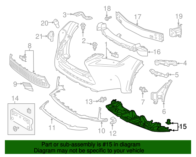 52618-78010 - Lower Shield For 2015-2017 Lexus NX200t | Lexus OE Parts