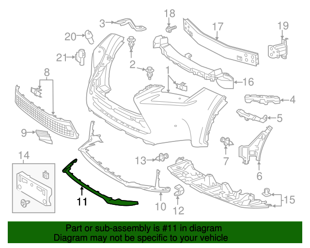 52412-78010 - Bumper Guard For 2015-2017 Lexus NX200t | Lexus OE Parts