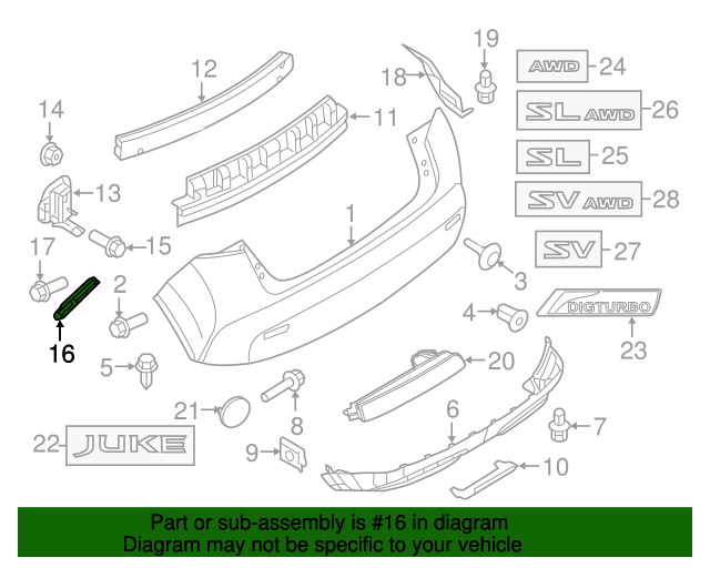2011-2017 Nissan Juke Side Retainer - Passenger Side (RH) 85228-1KA0A ...