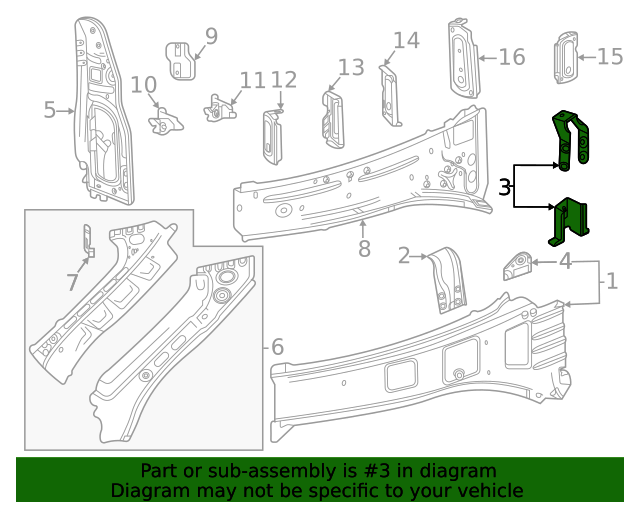 2020-2024 Chevrolet Body Passenger Side Front Fender Upper Rear Bracket ...