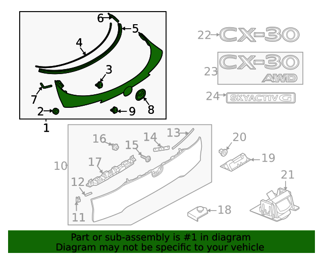 DGH9-50-810A-E4 - Upper Molding - 2020-2021 Mazda CX-30 | MazdaSwag