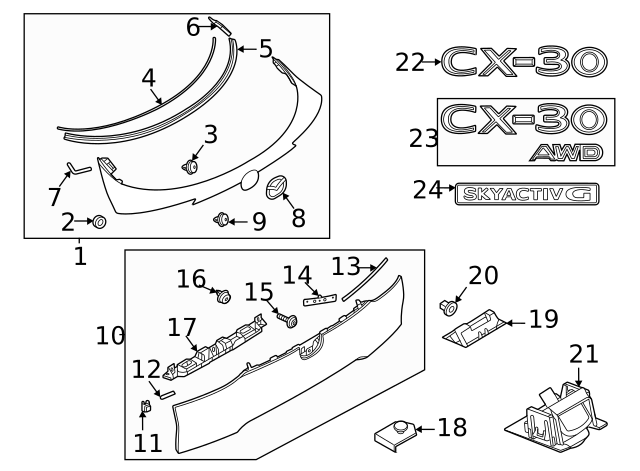 2020-2021 Mazda CX-30 Upper Molding DGH9-50-810A-64 | RealMazdaParts.com