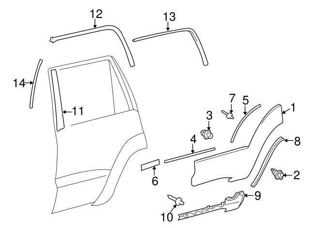 75492-35010 - Lower Cladding Retainer Strip - 2006-2009 Toyota 4Runner ...