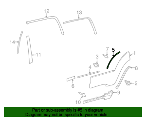 75659-35100 - Pad, Quarter Panel Moulding, No. 1 - 2006-2009 Toyota ...