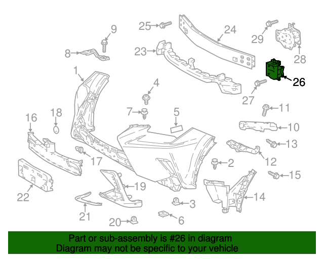 52140-78010 - Bumper Bracket For 2015-2021 Lexus | Lexus OE Parts