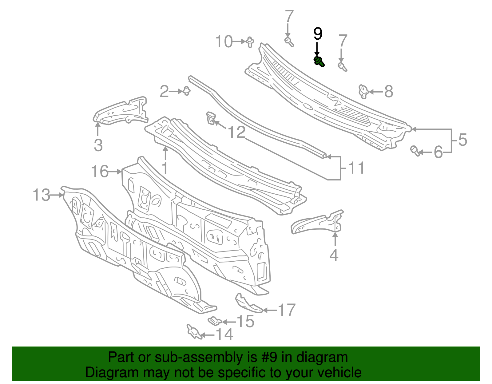 Genuine Toyota Cowl Grille Retainer Nut part# 55799-12010 for 1998-2005 ...