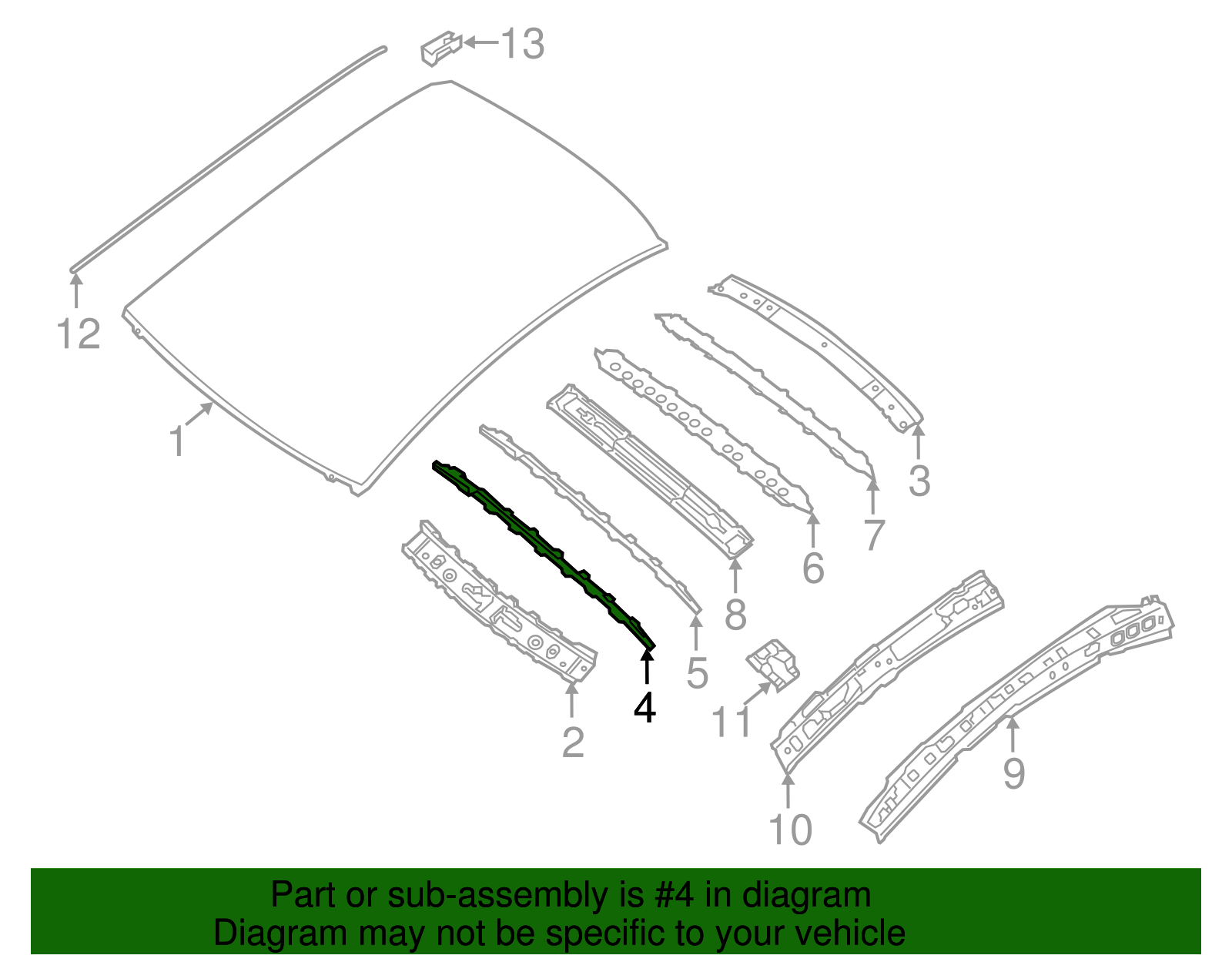 2013-2018 Nissan Altima Roof Bow 73242-3TA0A | Bill Kay Nissan Parts