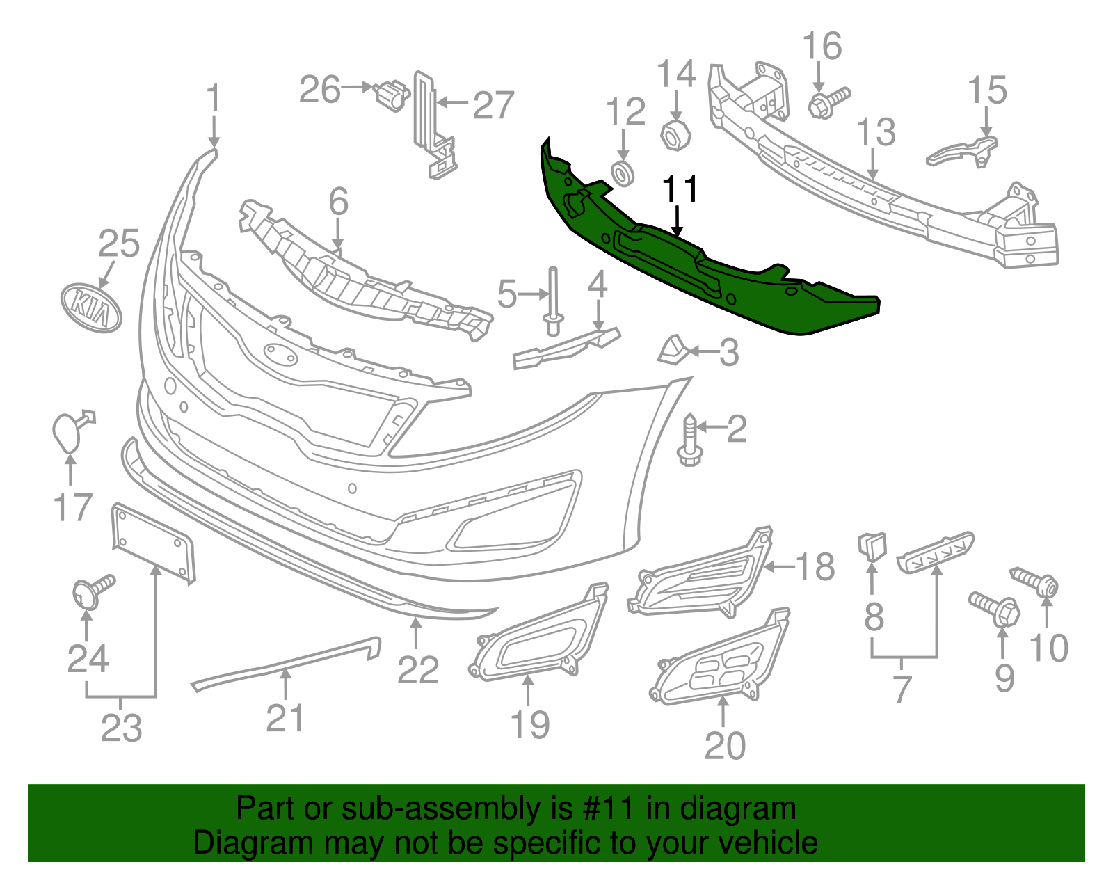 86520-4C500 - Bumper Impact Absorber 2014-2015 Kia Optima | Kia.Parts Store