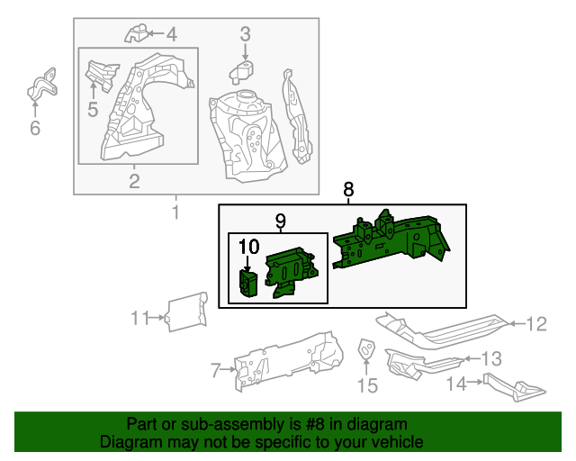 2012-2019 Toyota Prius C Frame Side Member 57017-52100 | Toyota Parts ...