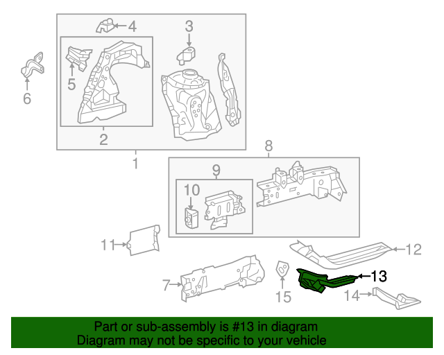 2007-2019 Toyota Floor Side Rail Reinforcement 57107-52030 | Toyota Parts