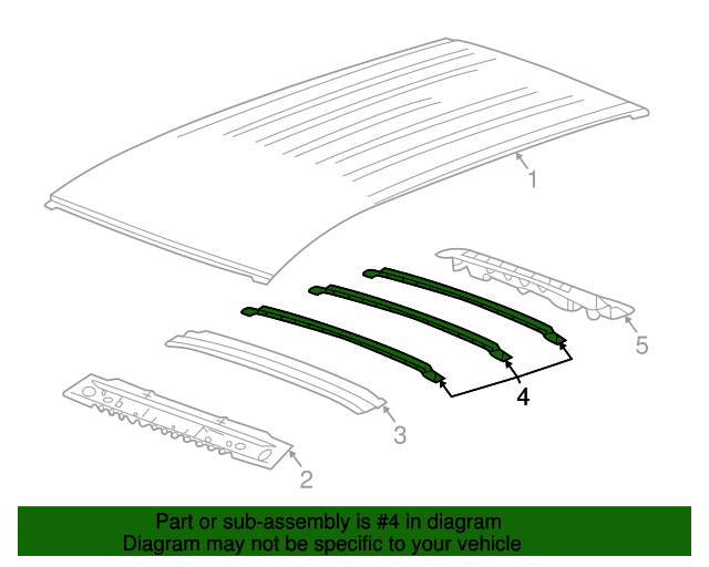 2018-2024 GM Number 4 Roof Panel Bow 22977943 GM | GMPartsDirect.com