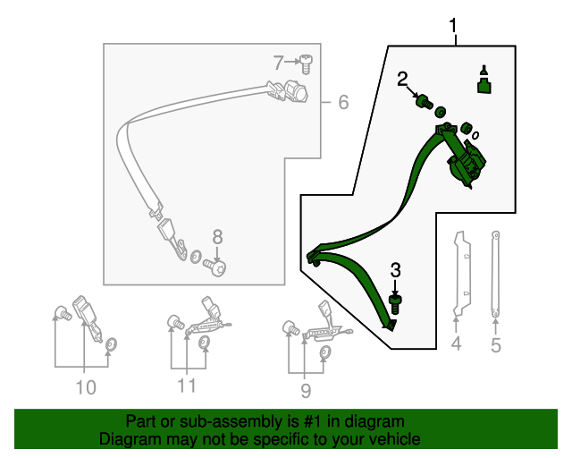 221-860-27-85-9C94 - Lap & Shoulder Belt 2007-2013 Mercedes-Benz ...