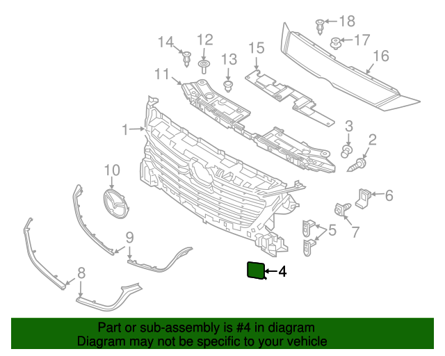 2017-2018 Mazda 3 Grille Seal G46L-50-2G1 | TascaParts.com