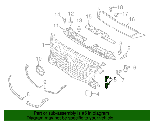 2017-2018 Mazda 3 OEM NEW 17-2018 Mazda 3 Sedan Left Front Grille ...