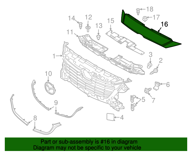 2017-2018 Mazda 3 Grille Cover BANE-50-033A-2M | Florida Mazda Parts