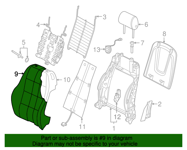 2016-2018 Audi Seat Back Cushion Cover 4G8-881-805-B-CLX ...