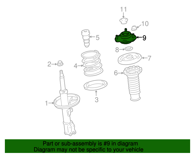 48609-02190 - Suspension Strut Mount (Left, Right, Front) - 2009-2019 ...