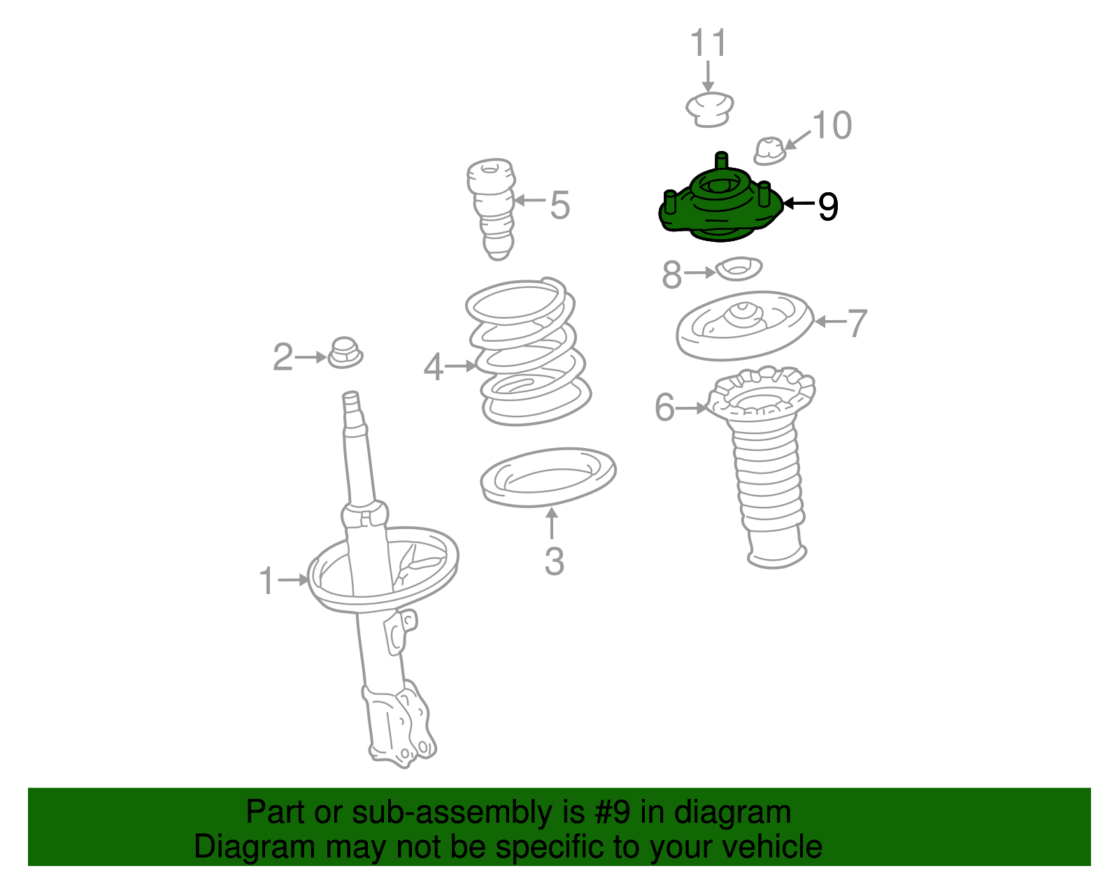 2009-2019 Toyota Strut Mount 48609-02190 | Retail Performance Auto Parts