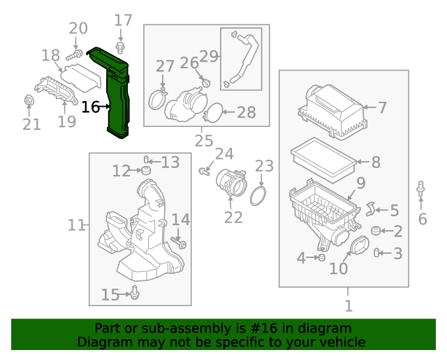 Genuine OEM Air Duct Part# 28210-H9600 Fits 2020-2022 Hyundai Accent ...